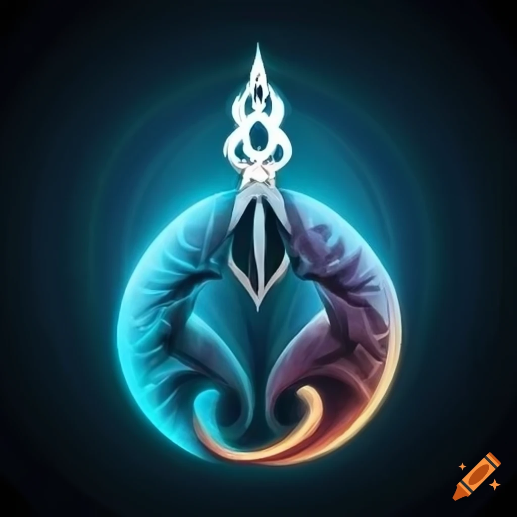 Simplistic fantasy emblem symbolizing the balance of good and evil on ...
