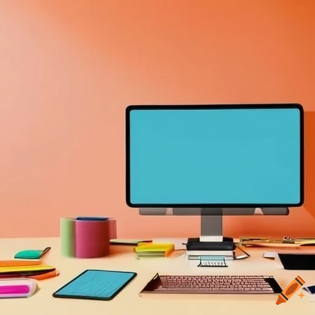 Modern office setup with high-tech gadgets and neat stationery on Craiyon