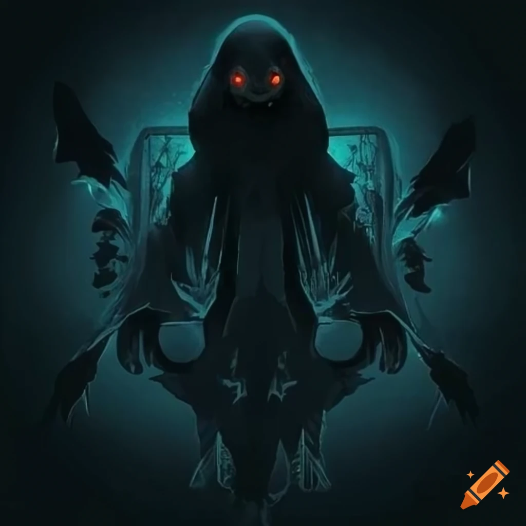 Ghostly creature with blackened eyes and wispy body on Craiyon