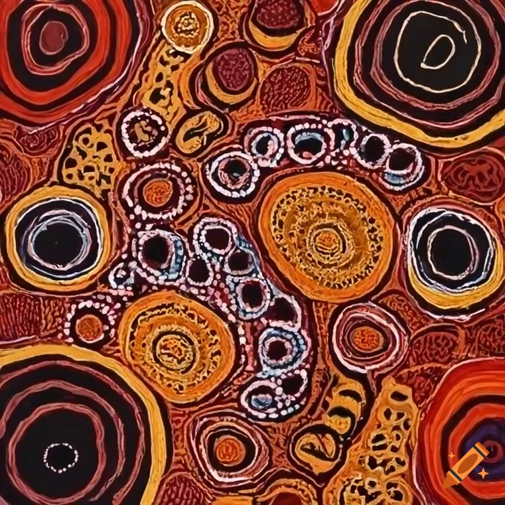 Aboriginal australian art inspired by lin onus style on Craiyon