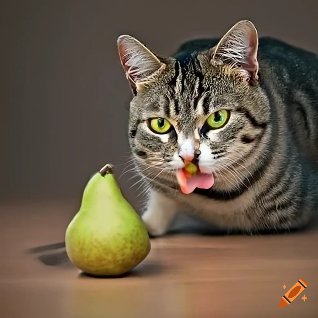 Cat eating a pear on Craiyon