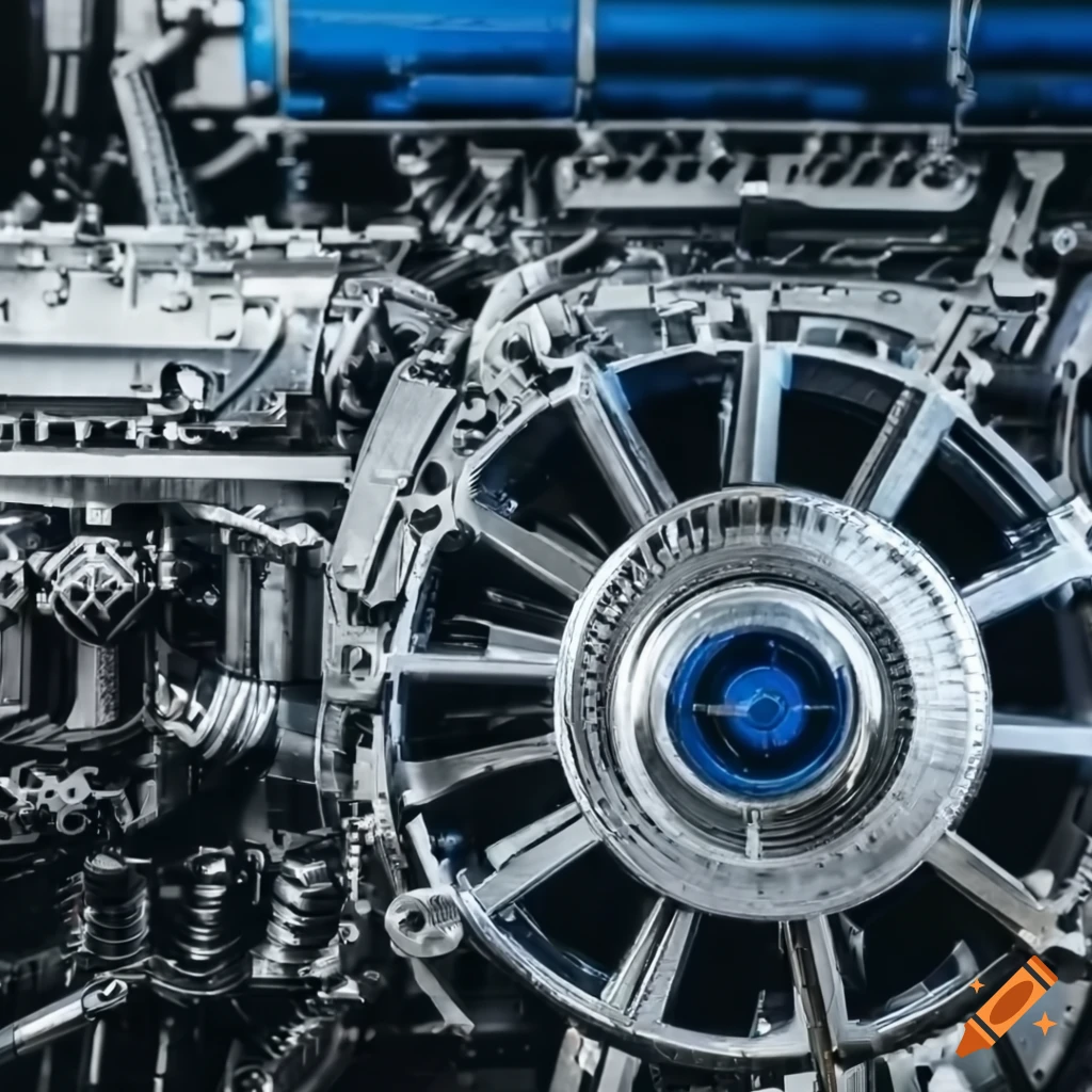 Close up of futuristic mechanical machinery engine on Craiyon