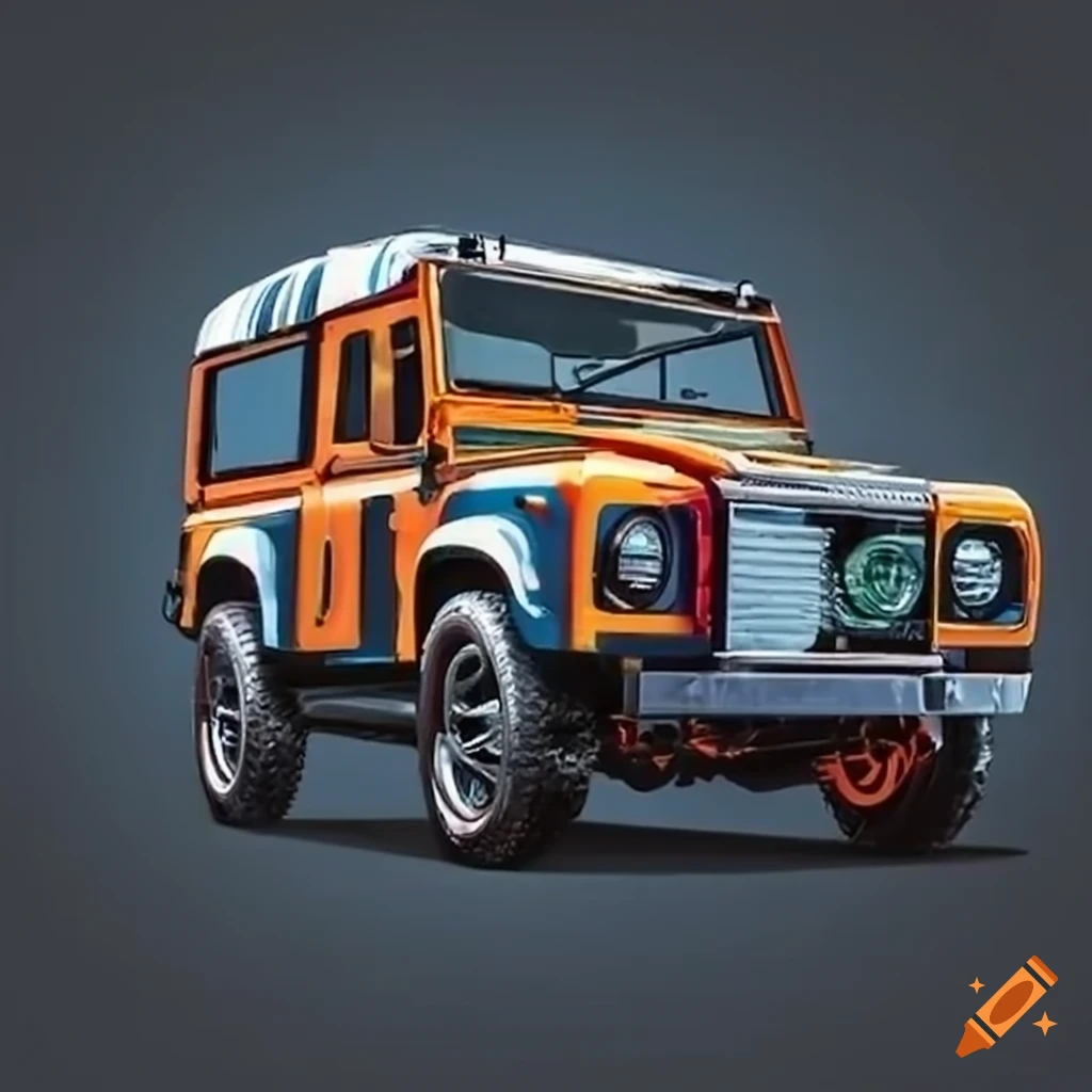 Land rover defender with keith haring style painting on Craiyon