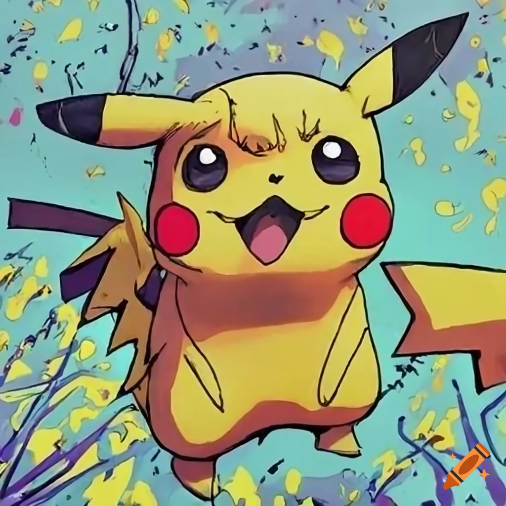 Pikachu in the style of JoJo's Bizarre Adventure by Hirohiko Araki on ...