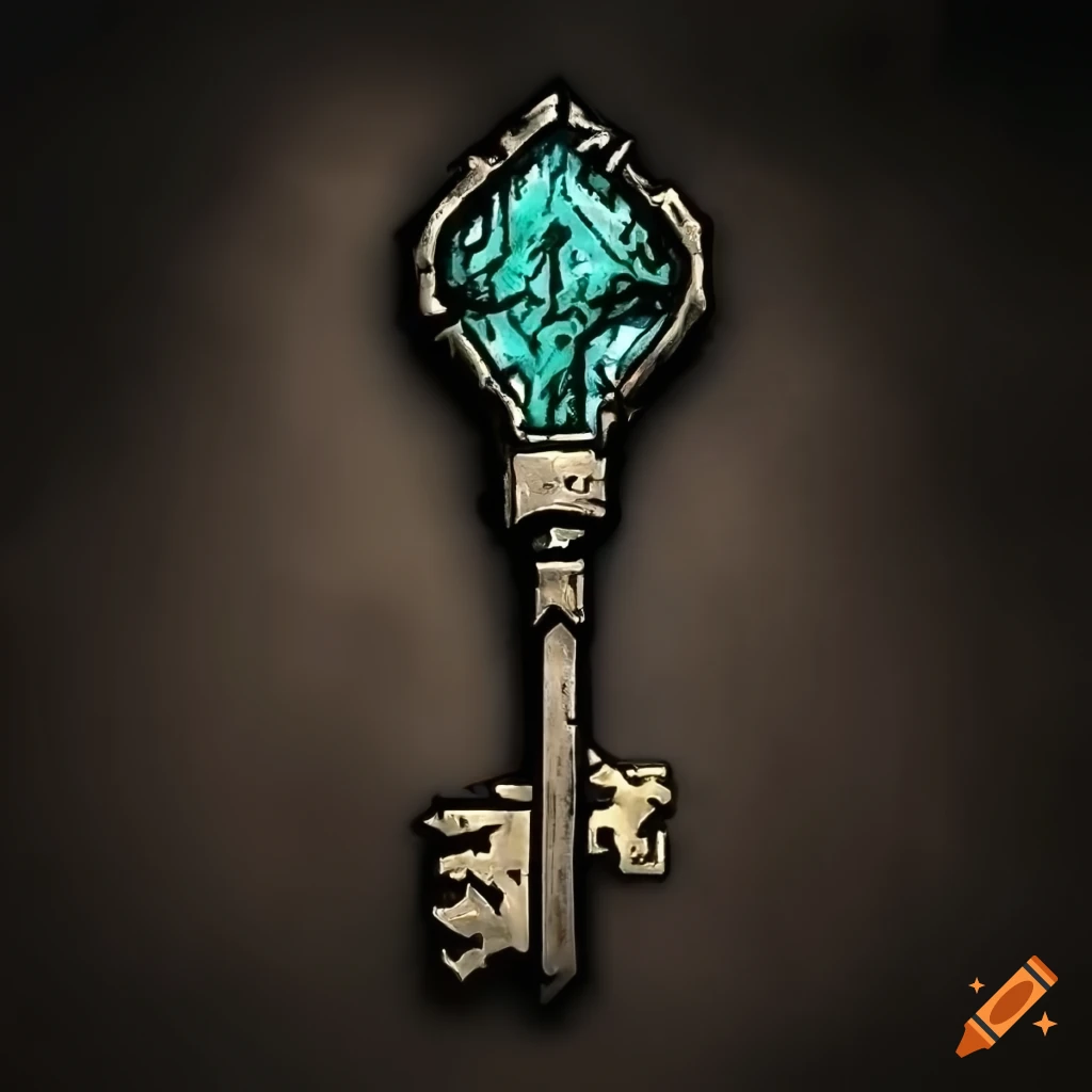 Ornate metal key inspired by the style of darkest dungeon atlantis on ...