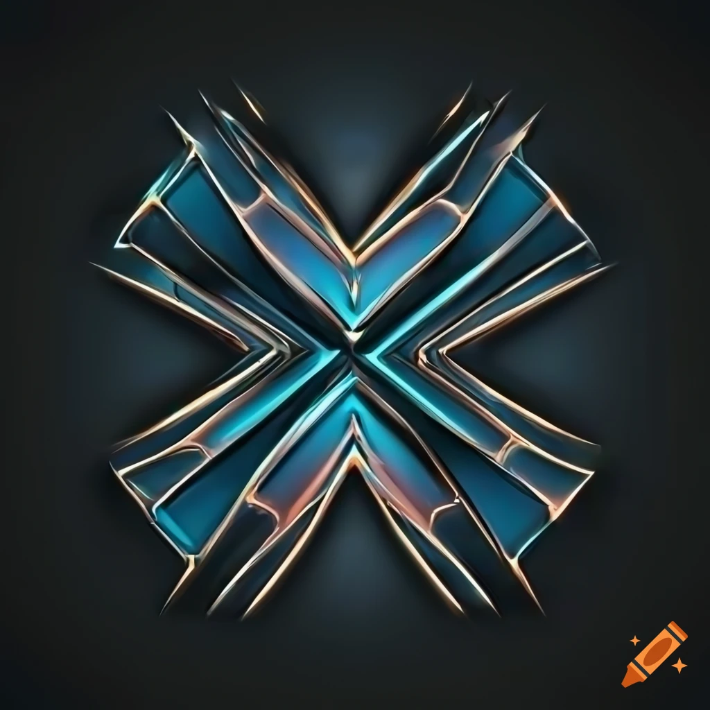 Symmetrical futuristic metal logo design on Craiyon
