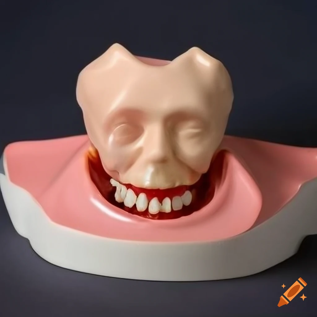 Dental phantom face with teeth models on dark background for dentist ...