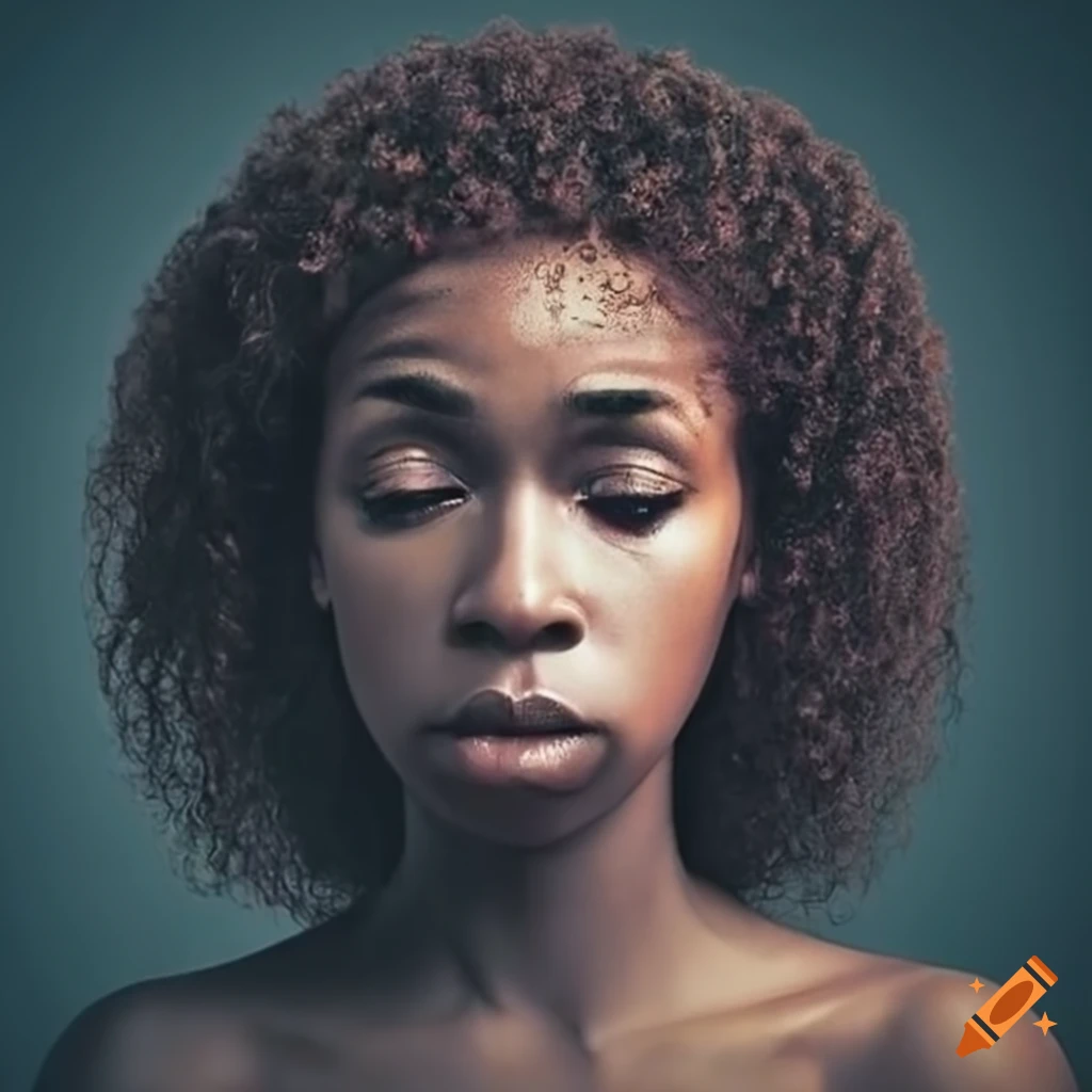 Sad black woman expressing despair and isolation on Craiyon