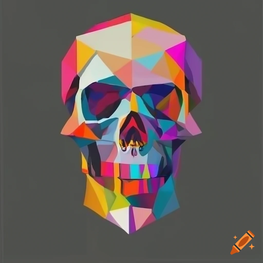 Modern geometric skull design with minimalist details on Craiyon