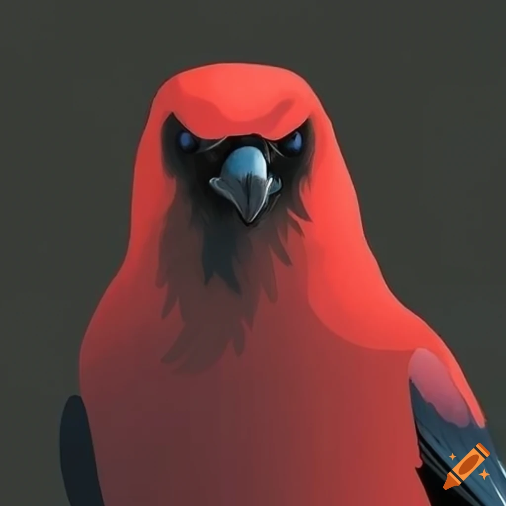 Silver-eyed red crow on Craiyon