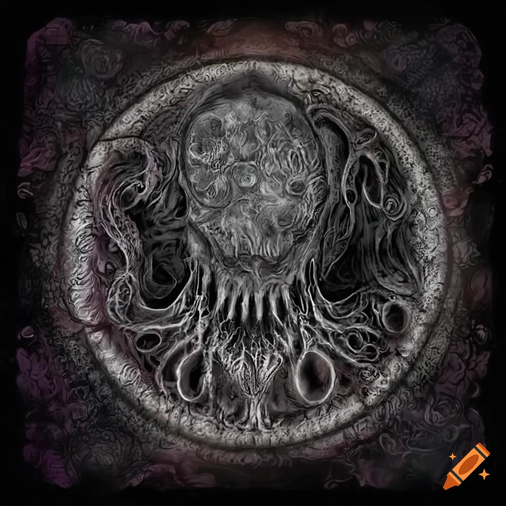 Lovecraftian horror profile picture with circle outline on Craiyon