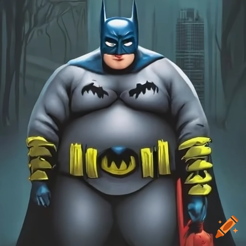 Overweight batman eating on Craiyon