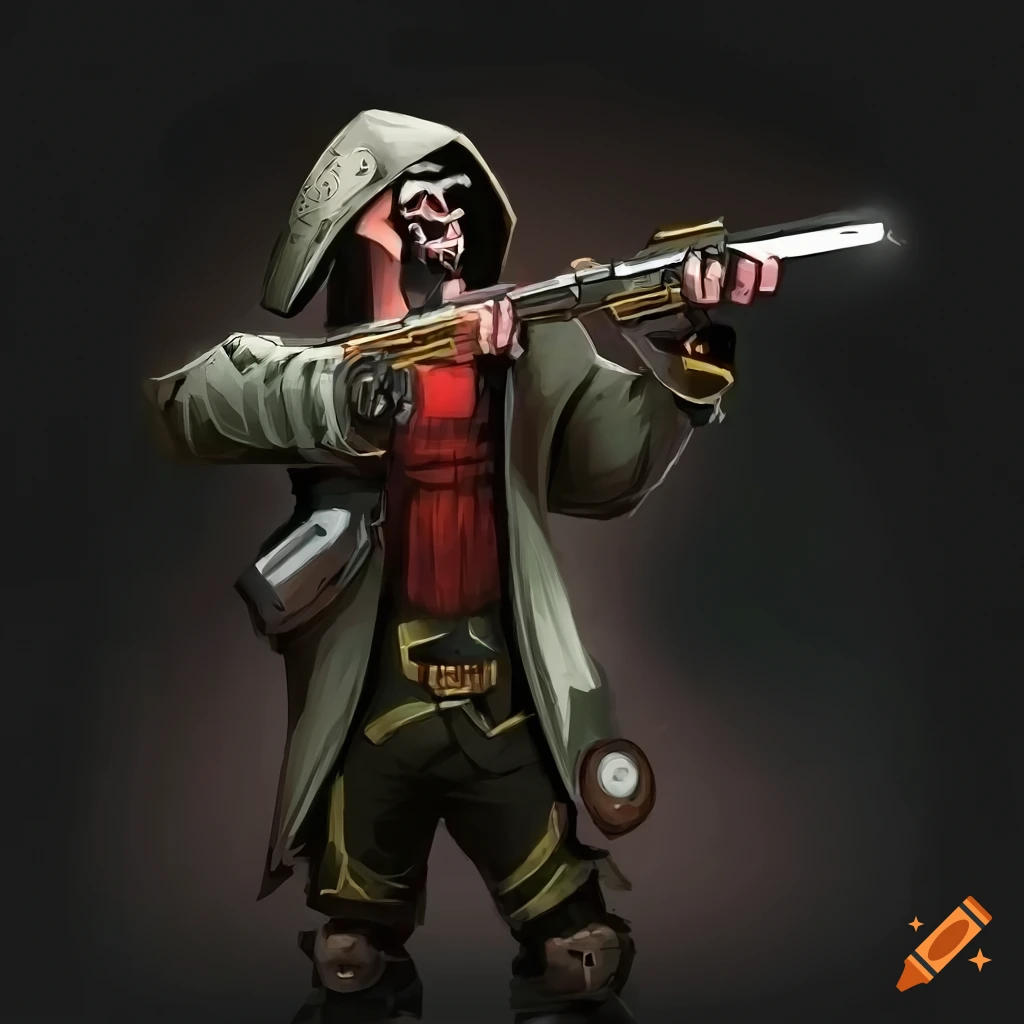 Cyberpunk pirate with a futuristic flintlock weapon on Craiyon