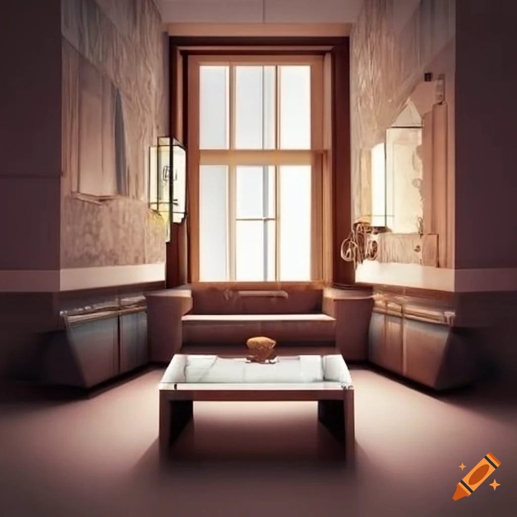 High split level gradation interior room on Craiyon