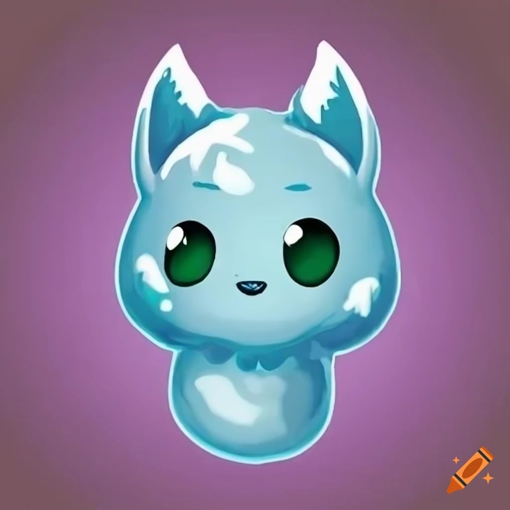 Chibi-style slime with wolf ears and wolf tail on Craiyon