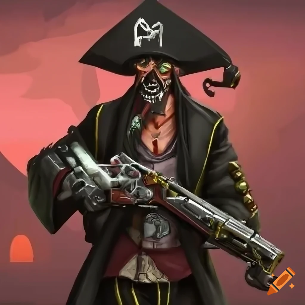 Cyberpunk pirate with futuristic flintlock weapon on Craiyon
