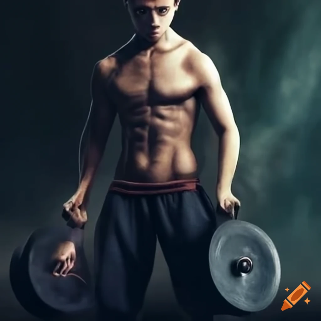 Harry potter weightlifting in gym attire on Craiyon