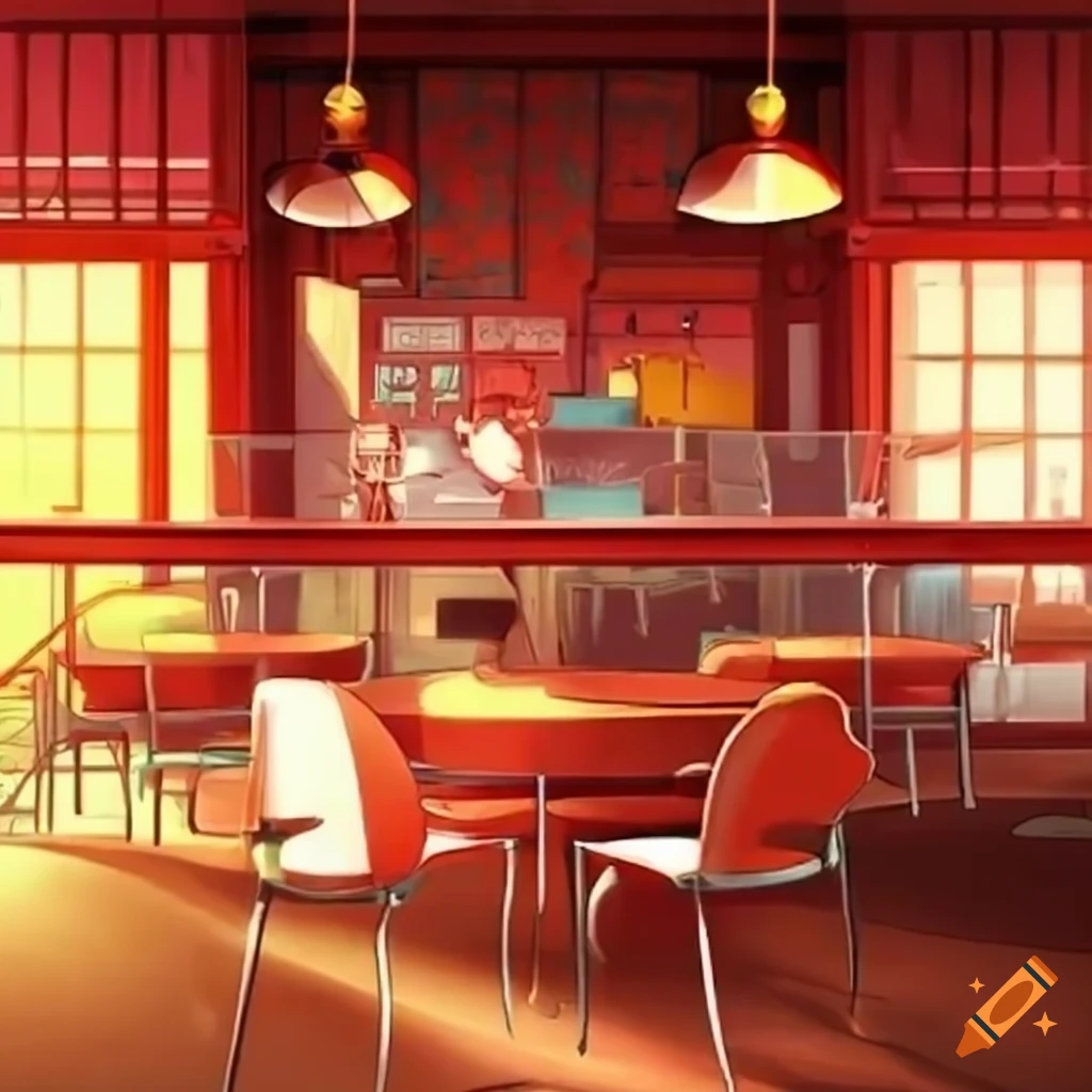 Anime-inspired cafe interior on Craiyon