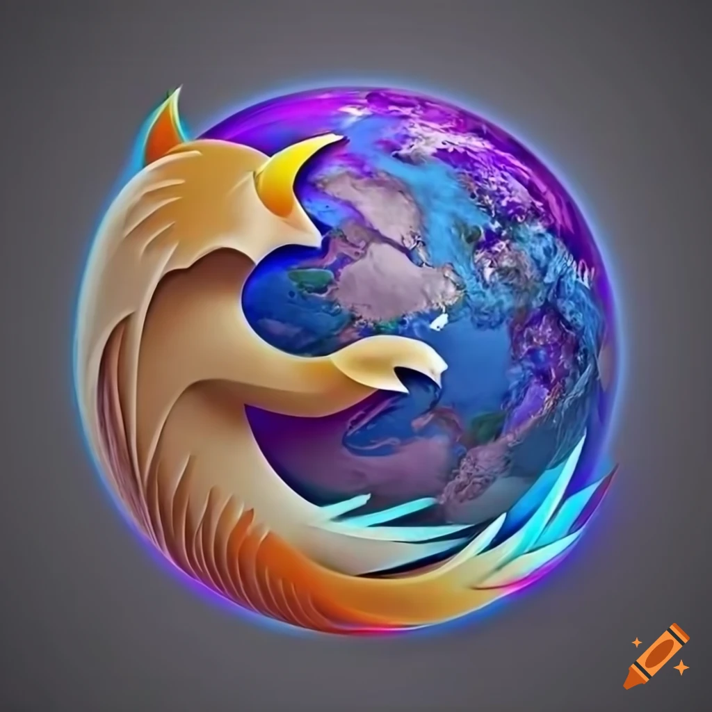 3d artwork of vibrant earth with firefox logo on Craiyon