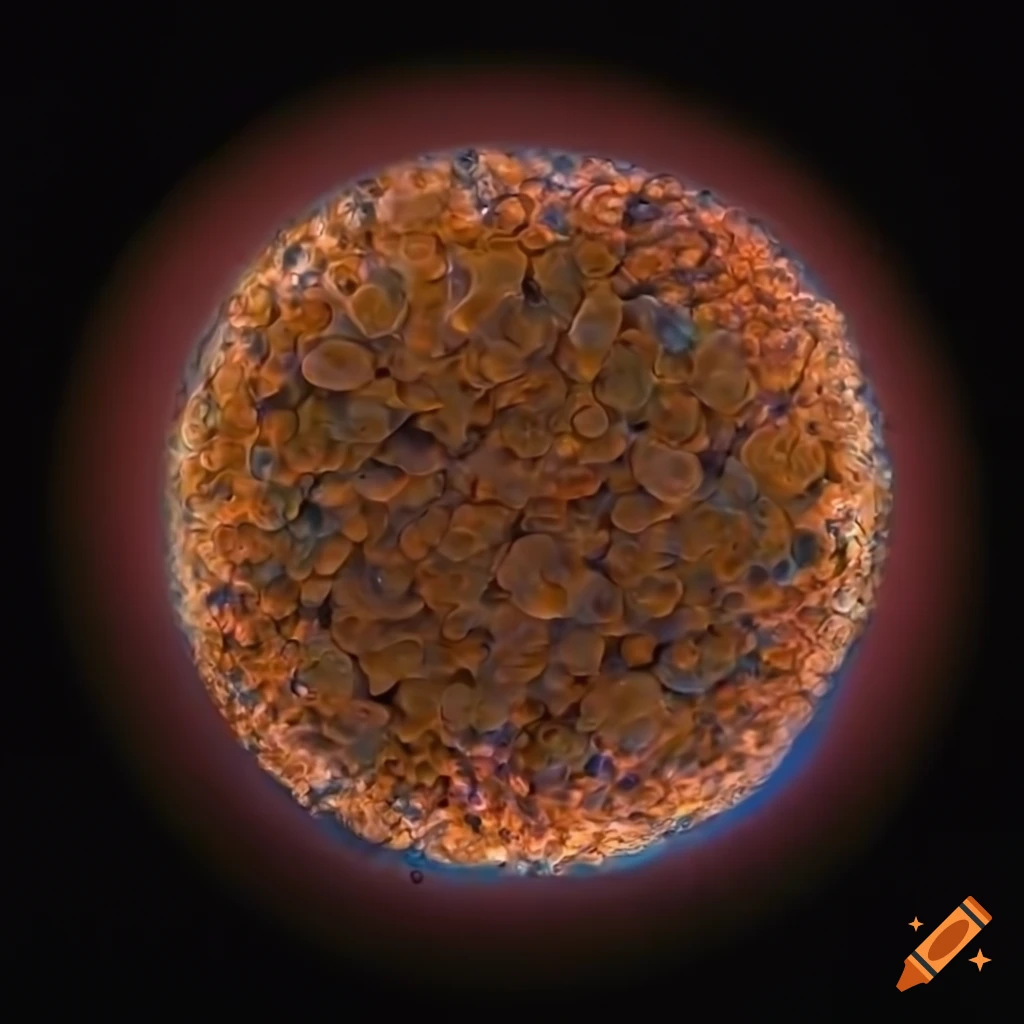 Detailed 4k animal cell with proteins on surface in a black background ...