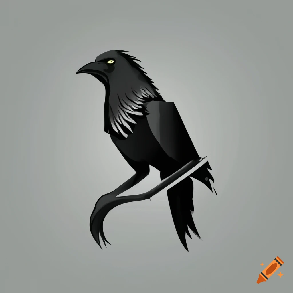 Stylized crow logo in striking black and white colors on Craiyon