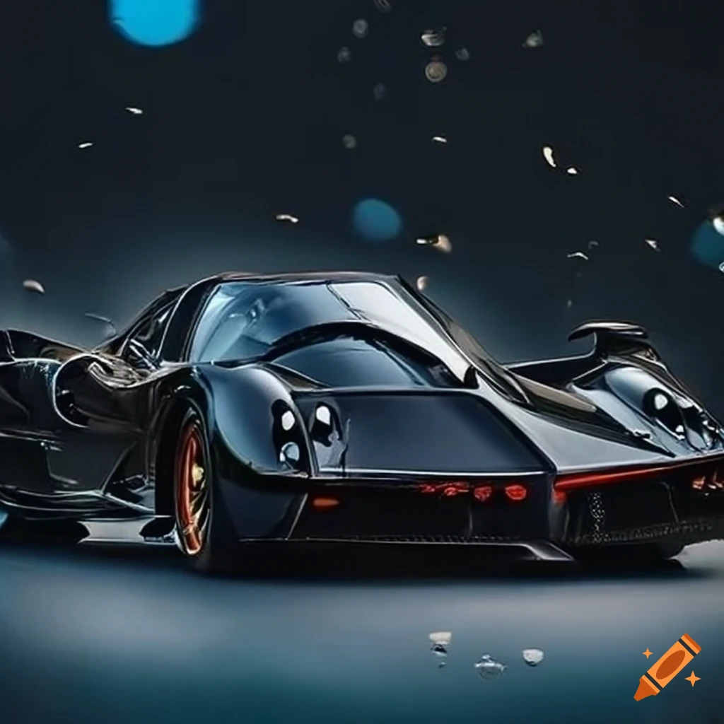 Black batmobile with elements of 70s coupe ferrari pagani cadillac on ...