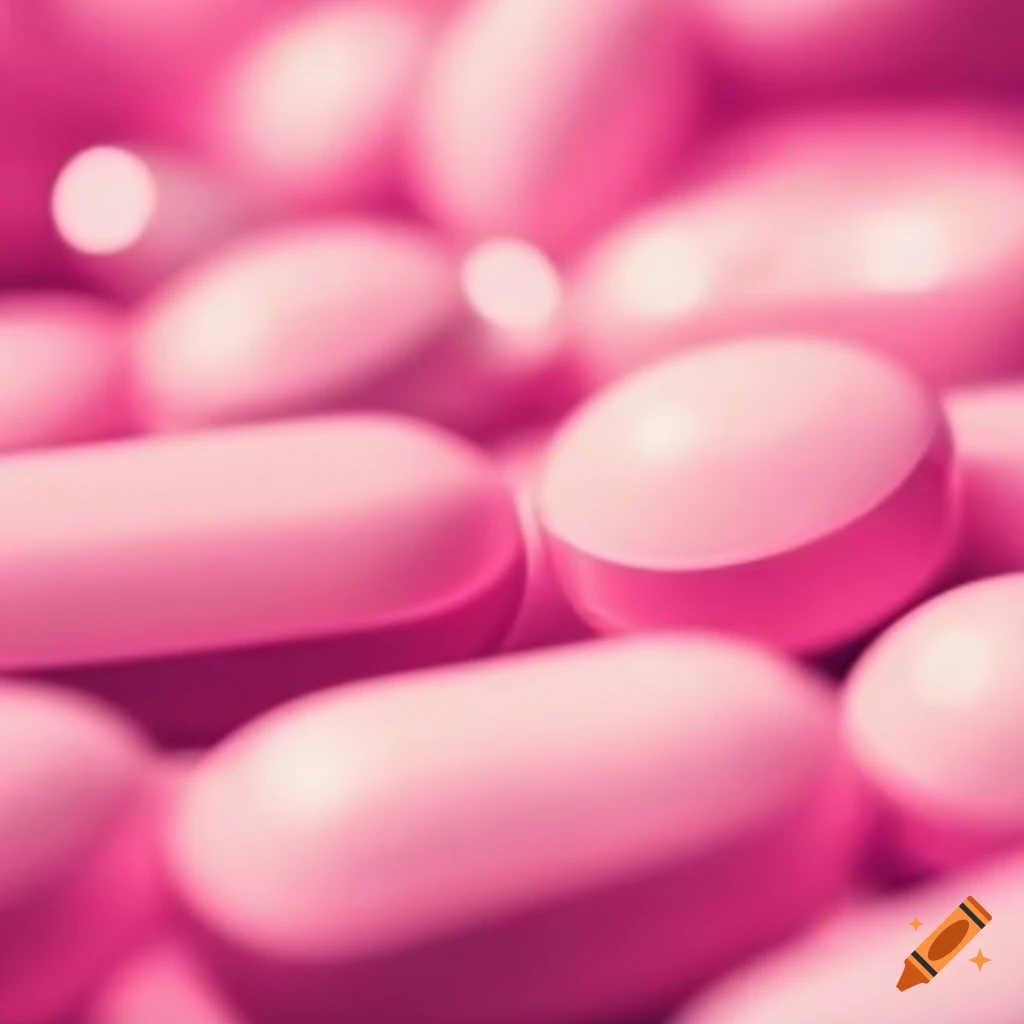 Multiple pink pills in a repeatable pattern on Craiyon