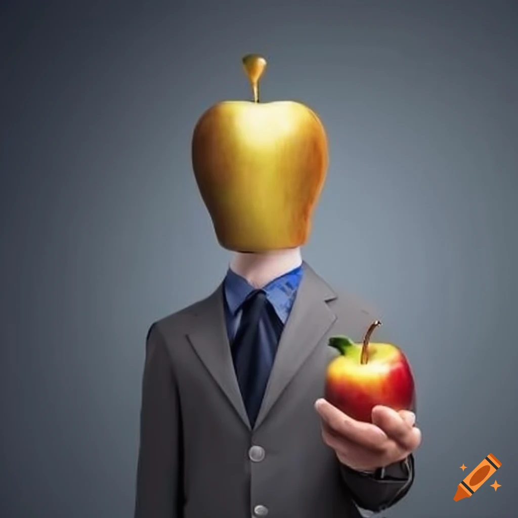 Businessman with a golden apple head on Craiyon