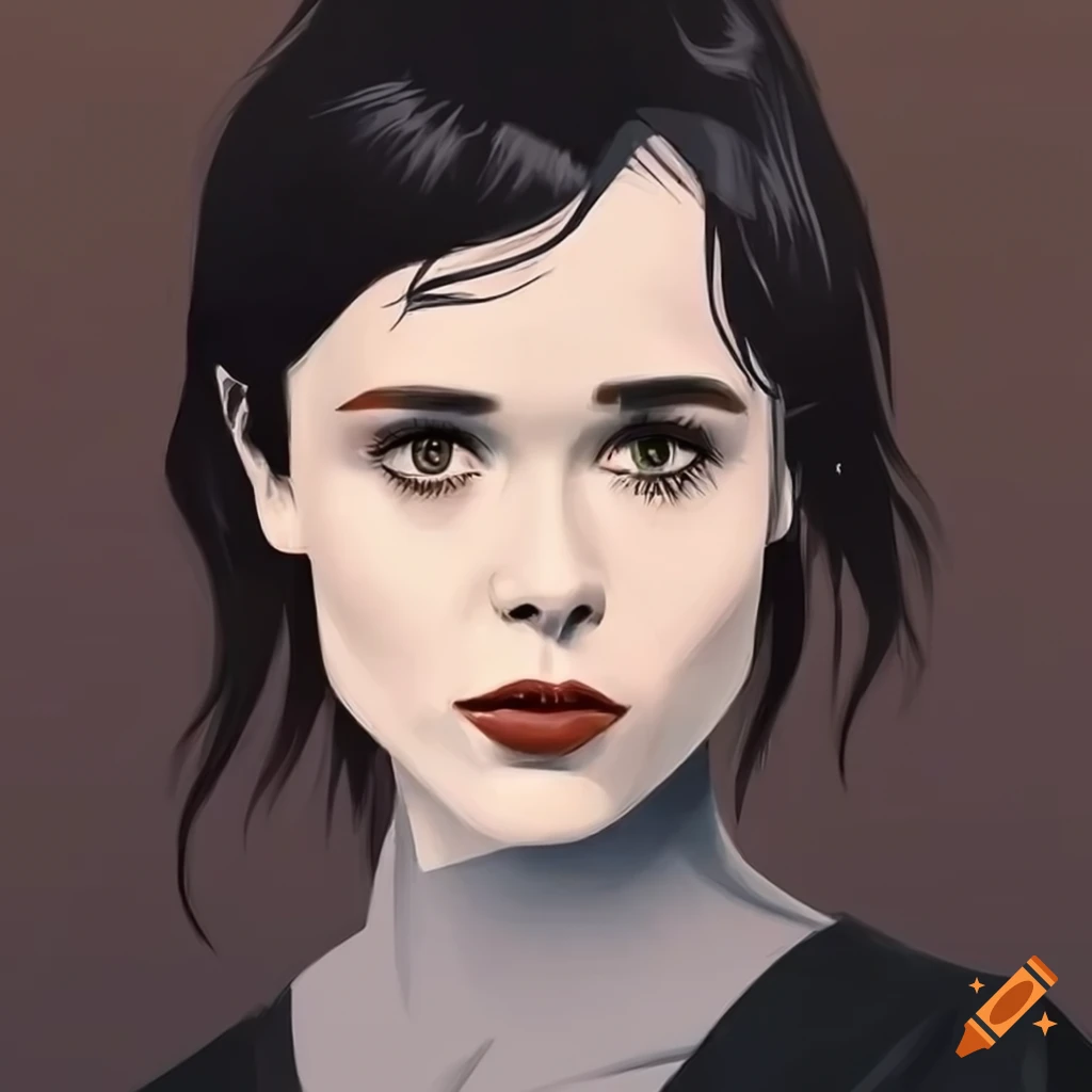 Portrait of ellen page in geometric stylized art on Craiyon