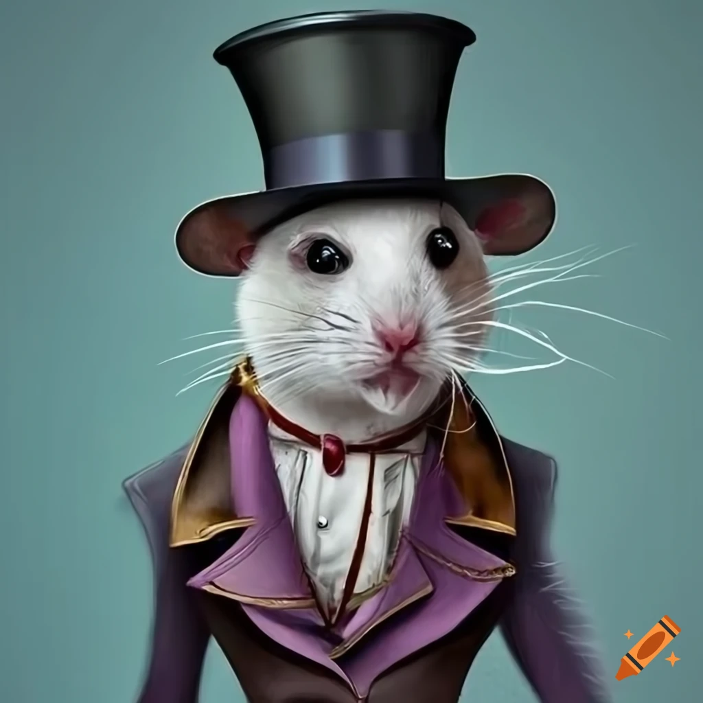 Aristocrat rat wearing a top hat and waistcoat on Craiyon