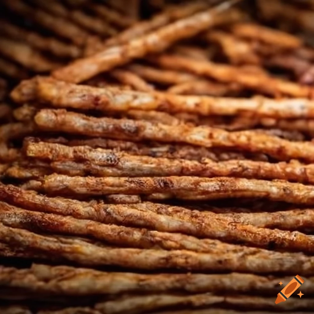 Fried minced chicken in the form of thin sticks on Craiyon