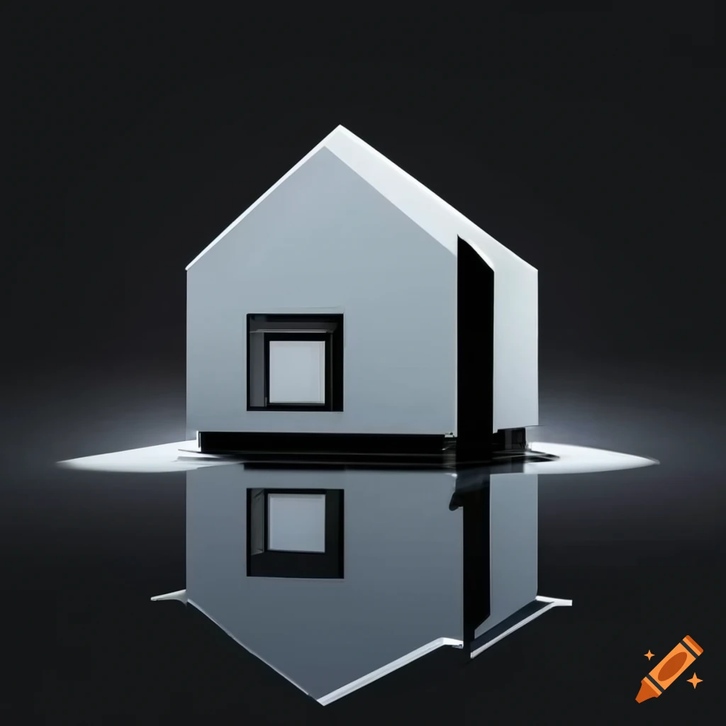 Silver metallic house with reflection with someone in black staring at ...