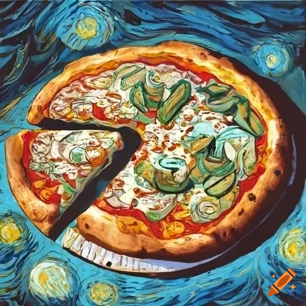 Pizza in van gogh style on Craiyon