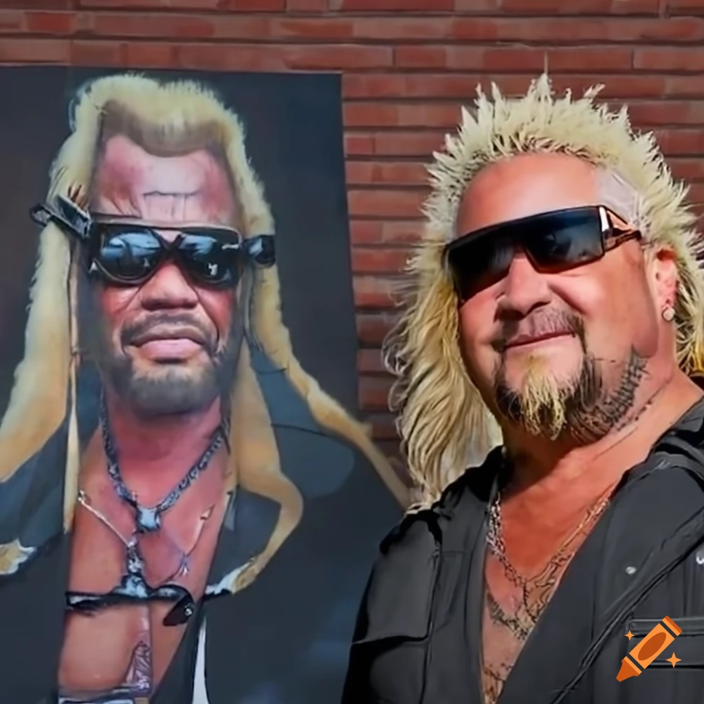 Mural of dog the bounty hunter and guy fieri on Craiyon