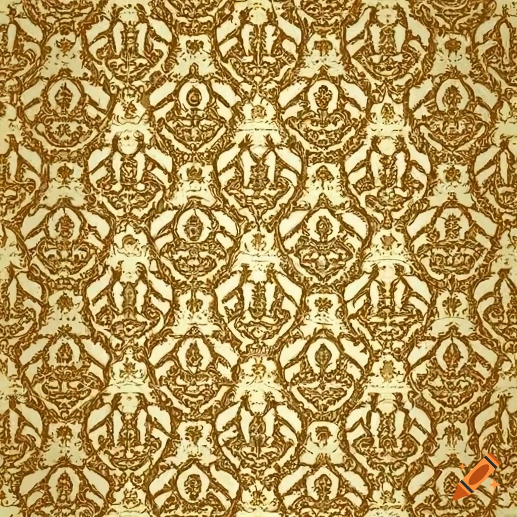 White background with golden royal print pattern on Craiyon