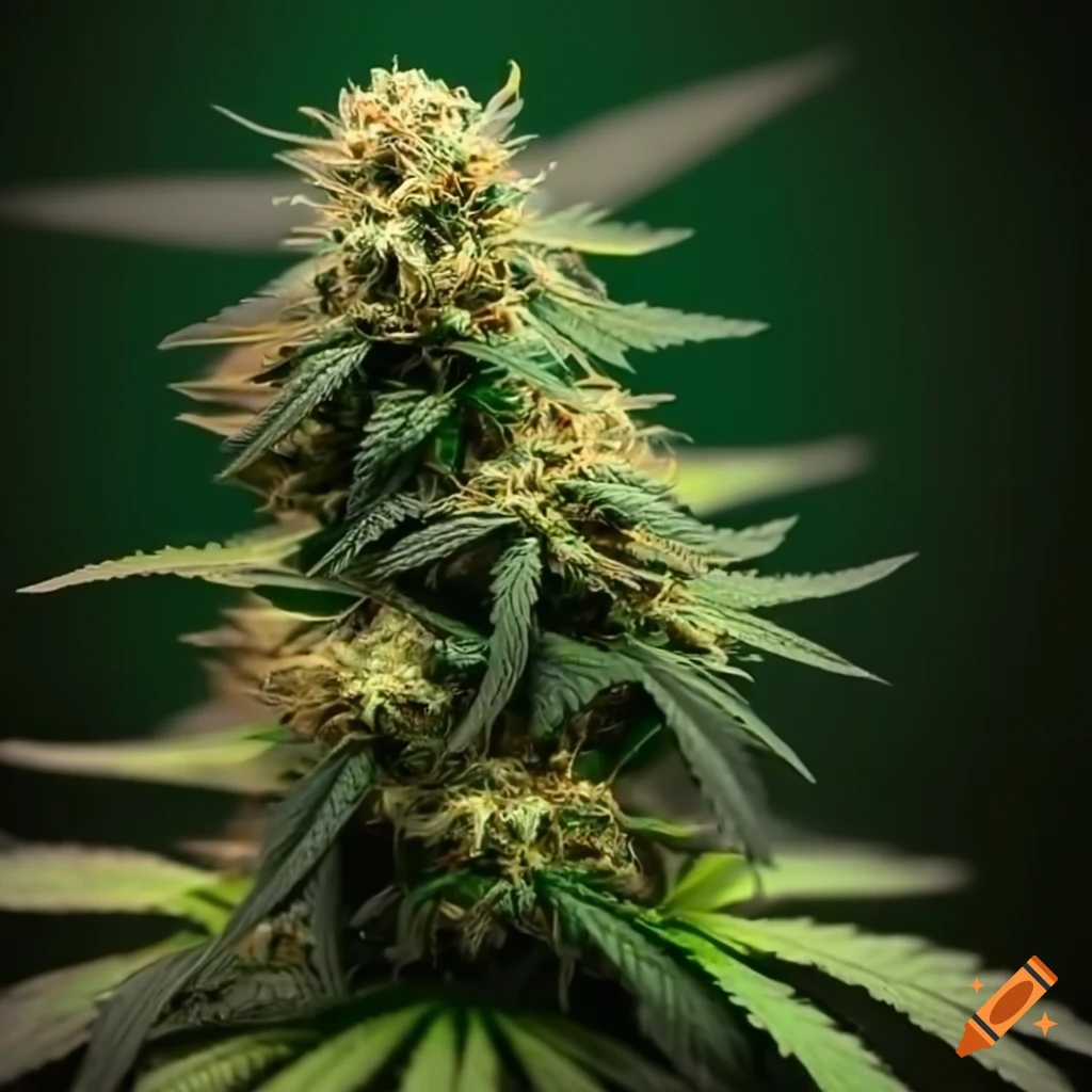 Close-up of a healthy marijuana plant in 4k resolution on Craiyon