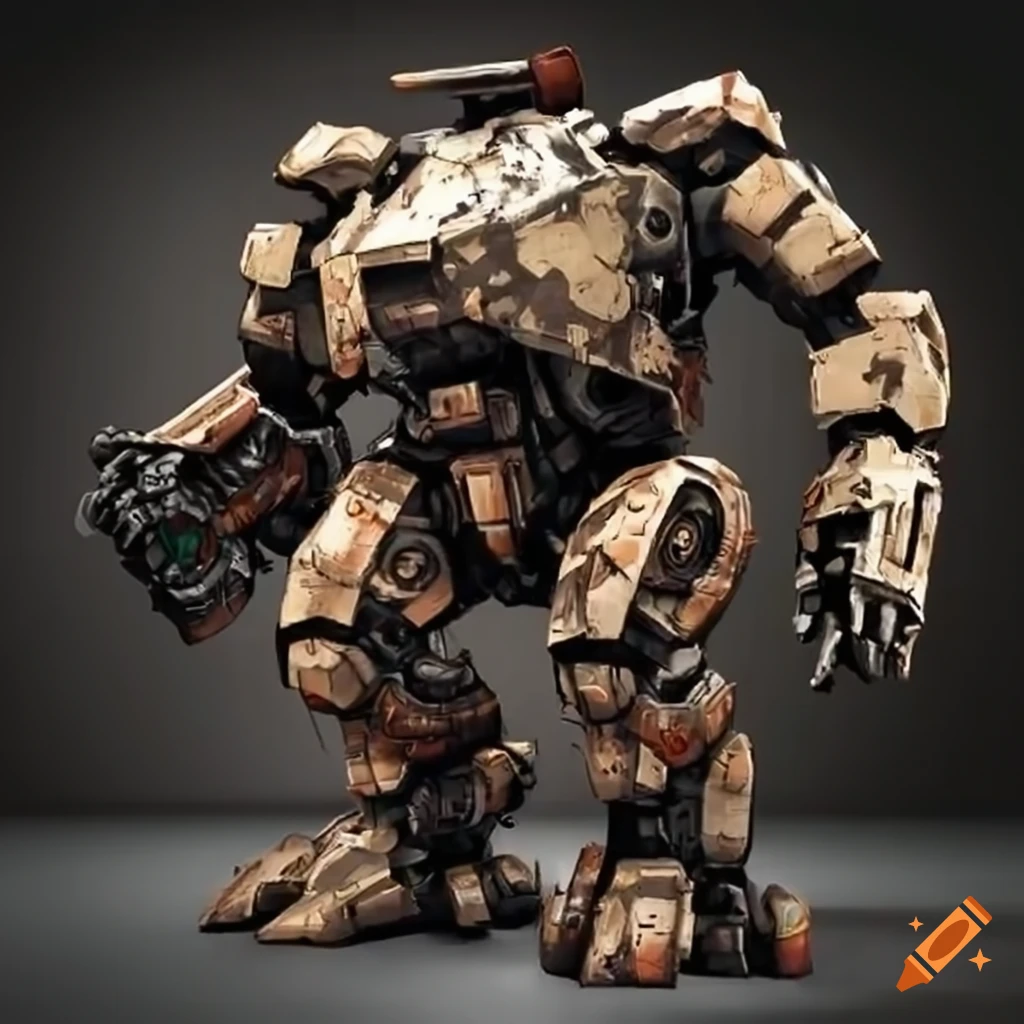 Battle damaged mecha on Craiyon