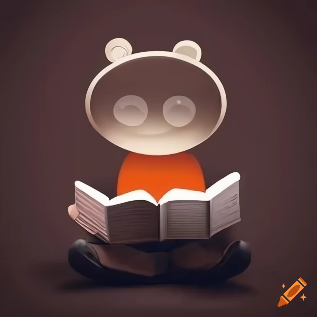 Man reading a book on reddit on Craiyon