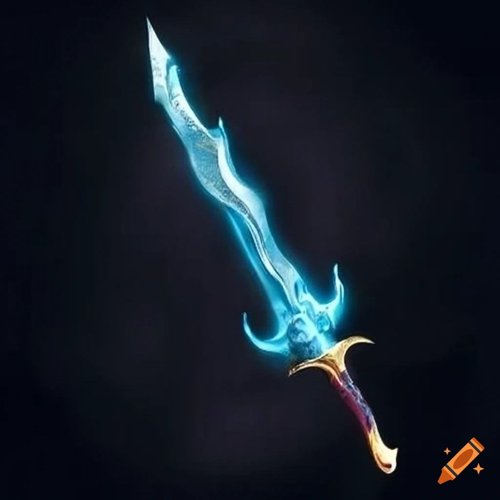 Medieval magic sword with frost flame on Craiyon