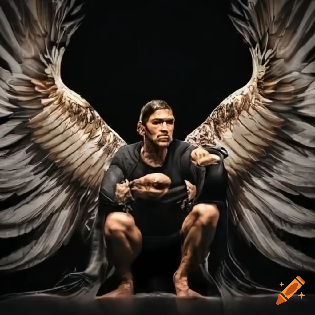 Artwork of MMA fighter Brian Ortega with eagle wings on Craiyon