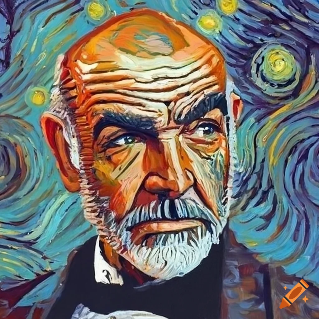Portrait of sean connery painted in van gogh style on Craiyon