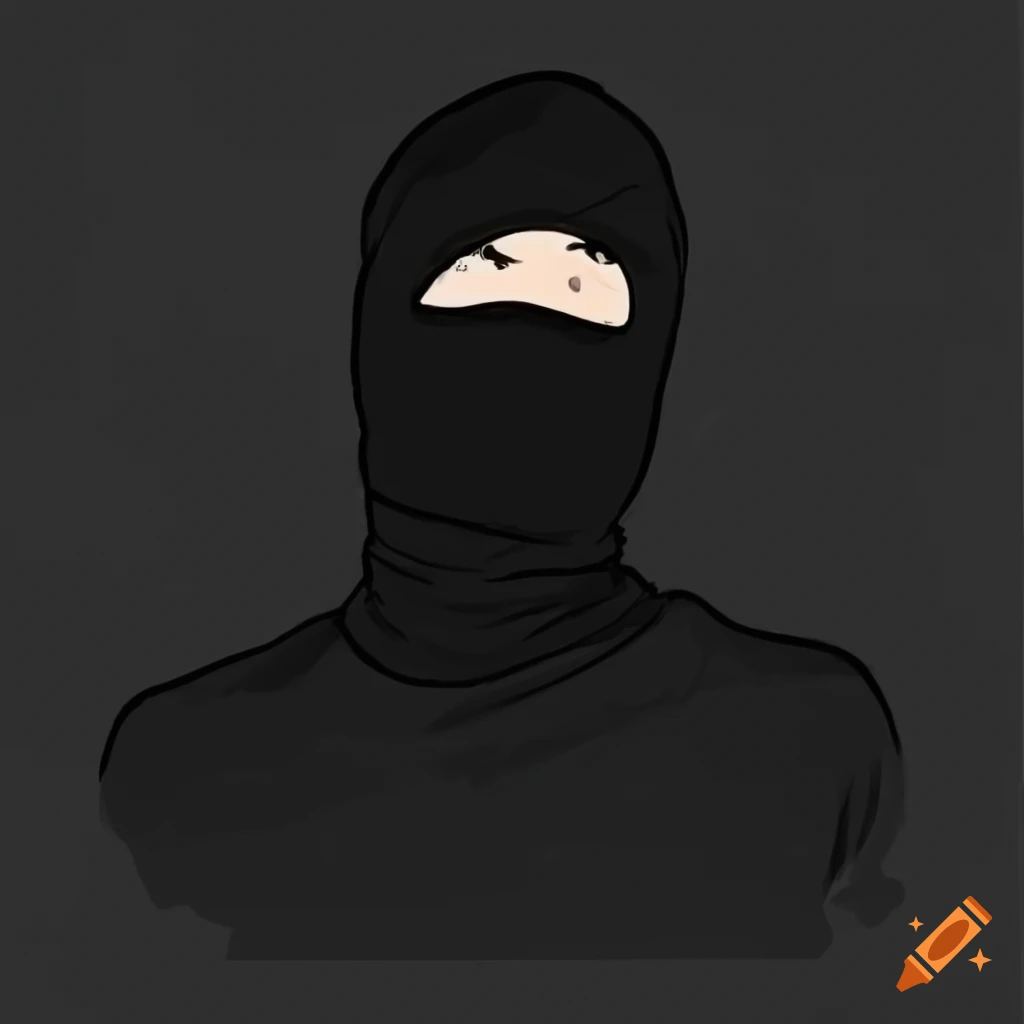 Stylish man wearing a black balaclava drawing on Craiyon