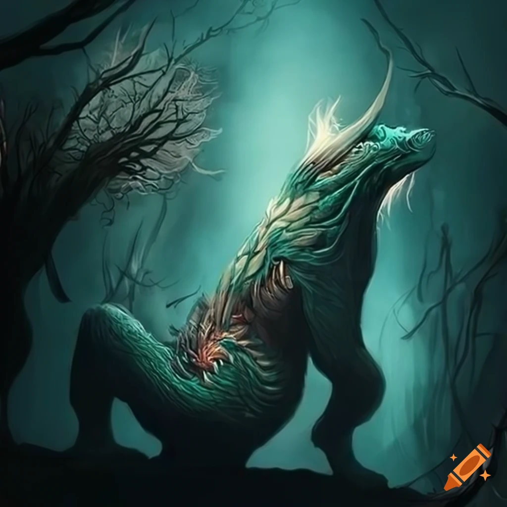 Artwork of a mythical creature inspired by japanese legend on Craiyon