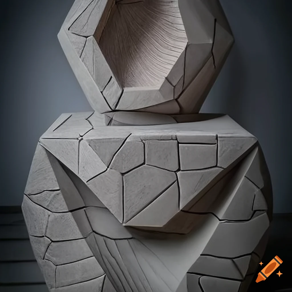 Mystical geometric stone furniture with alien designs on Craiyon