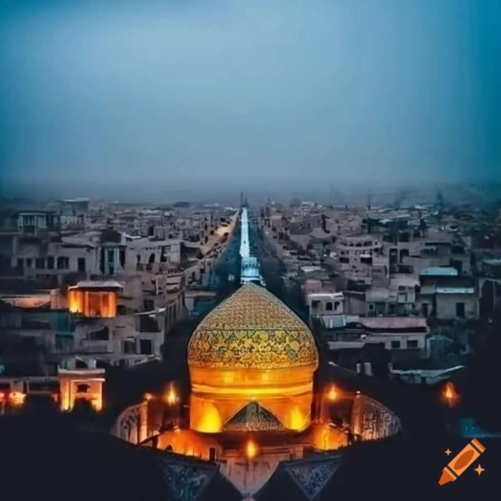 Scenic view of shiraz city on a rainy day in iranian art style on Craiyon