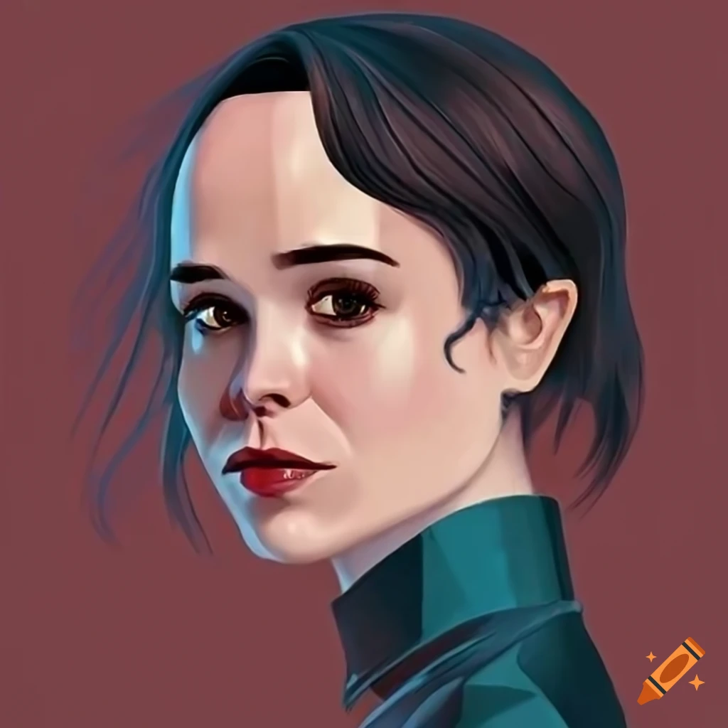 Portrait of ellen page in geometric stylized art on Craiyon