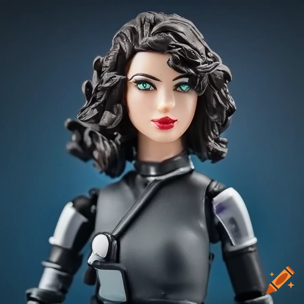 Cute elfish woman with fair skin and green eyes in black leather ...