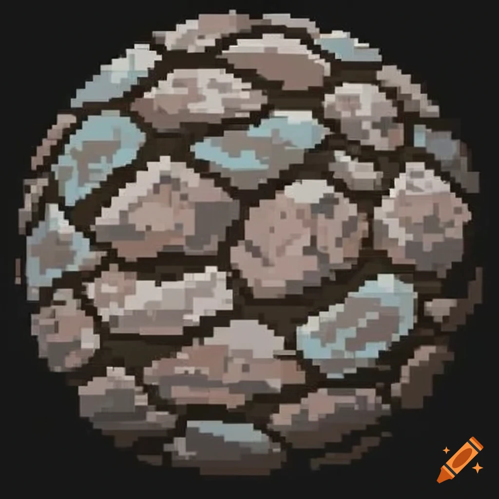 Round stone with rough texture in pixel art (32x32 resolution) on Craiyon