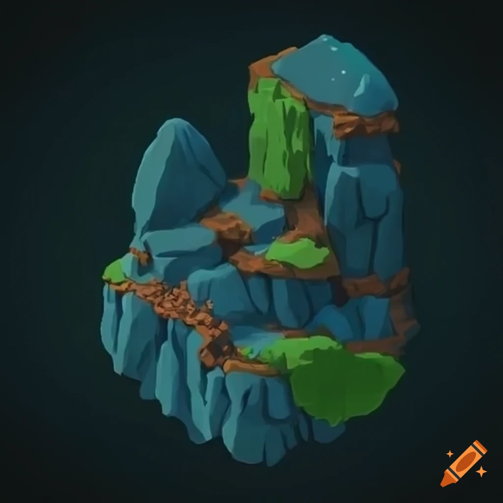 Isometric cliffside tile for game development on Craiyon