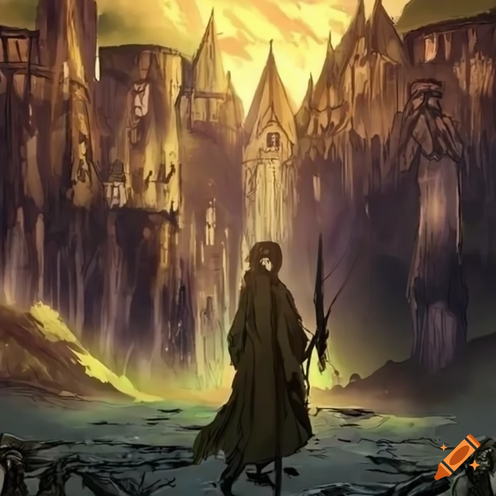 Lord of the rings portrayed in anime style on Craiyon